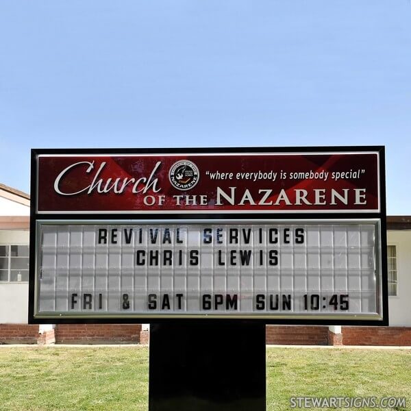Church Sign for Church of the Nazarene - Coalinga, CA