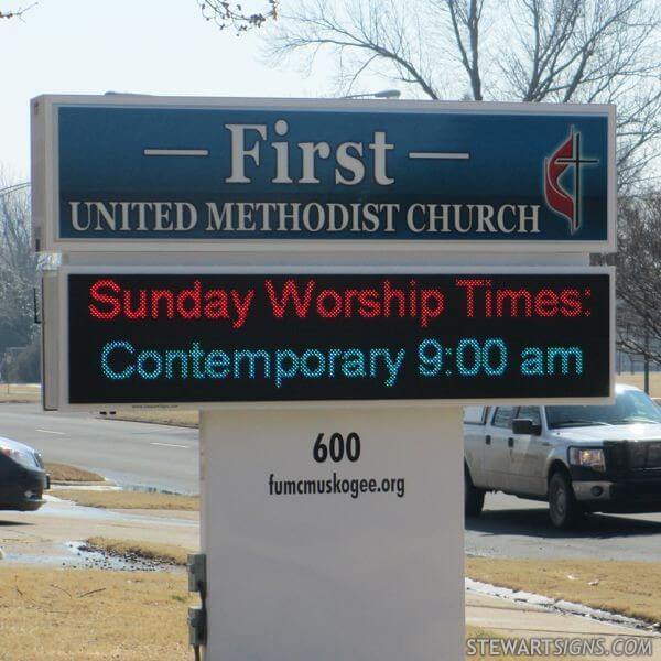 Church Sign for First United Methodist Church - Muskogee, OK