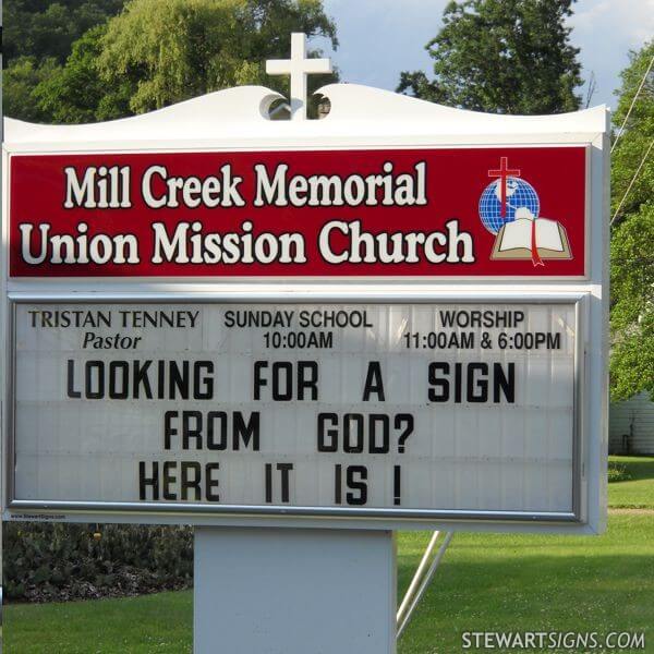 Church Sign for Mill Creek Memorial Union Mission Church WV Church Sign for Mill Creek Memorial Union Mission Church WV