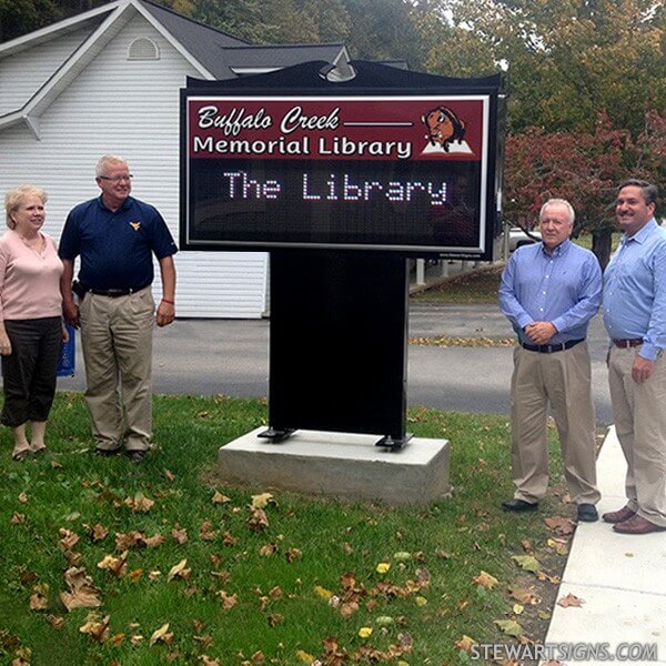 Municipal Sign for Buffalo Creek Memorial Library - Man, WV