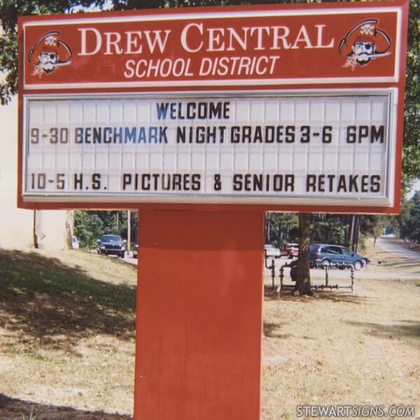 School Sign for Drew Central School District - Monticello, AR