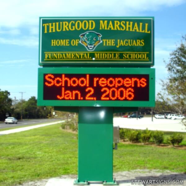 School Sign for Thurgood Marshall Fundamental Middle School FL